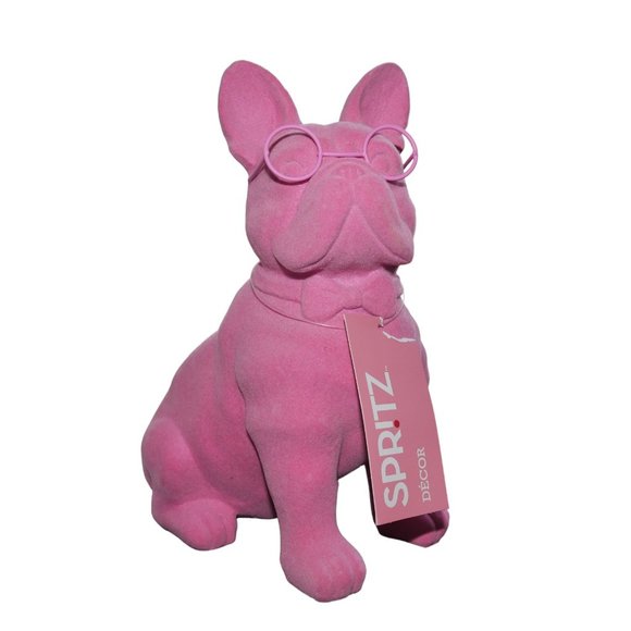 Spritz | Holiday | Pink Frenchie Bulldog Flocked Figurine 224 Spritz ...